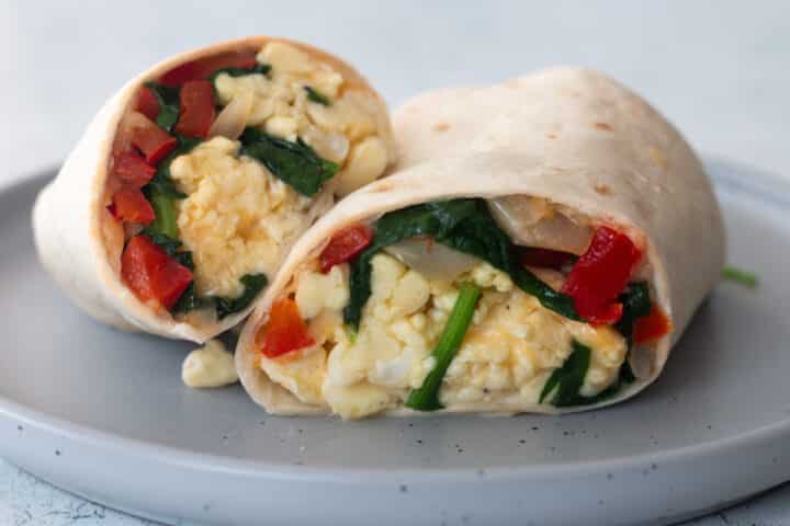 High Protein Breakfast Burrito with Veggies - Graciously Nourished